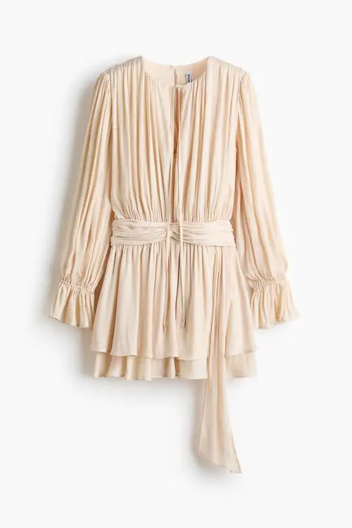 H&m Draped Knot Detail Dress - Light Beige