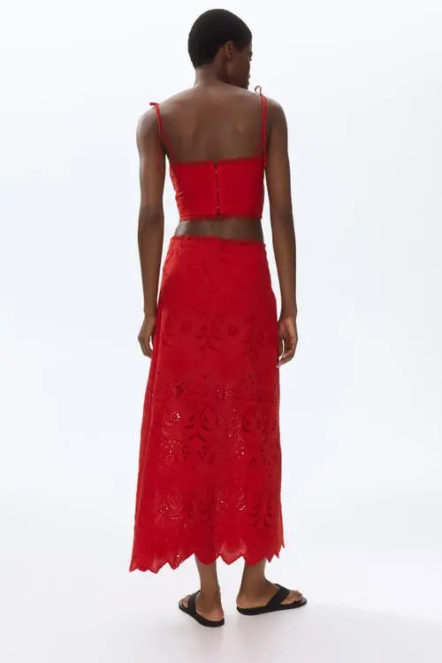 H&m Broderie Anglaise Cotton Skirt
