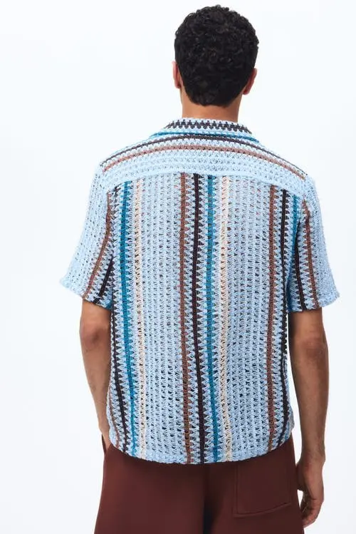 H&m Regular Fit Textured-knit Resort Shirt