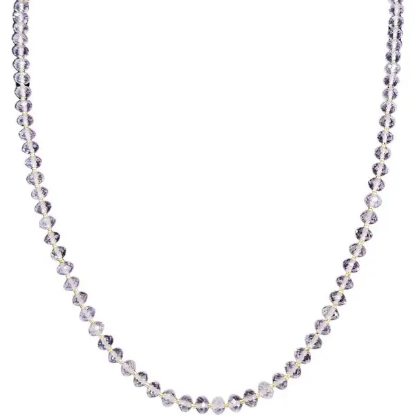 MADISON BEVERLY HILLS Faceted Amethyst Zircon Bead Necklace With Gold Seed Beads - Purple
