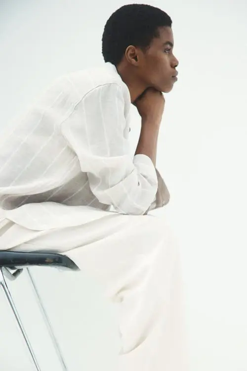 H&m Linen-blend Barrel Trousers - Cream