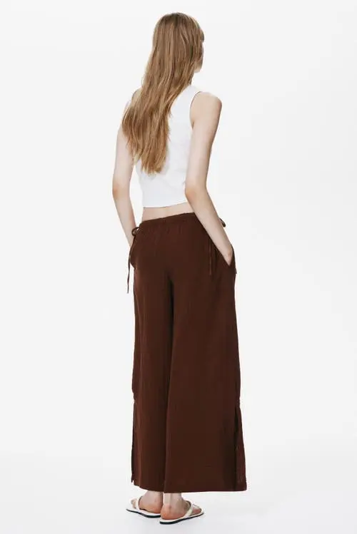 H&M Drawstring Detail Muslin Pants - Brown
