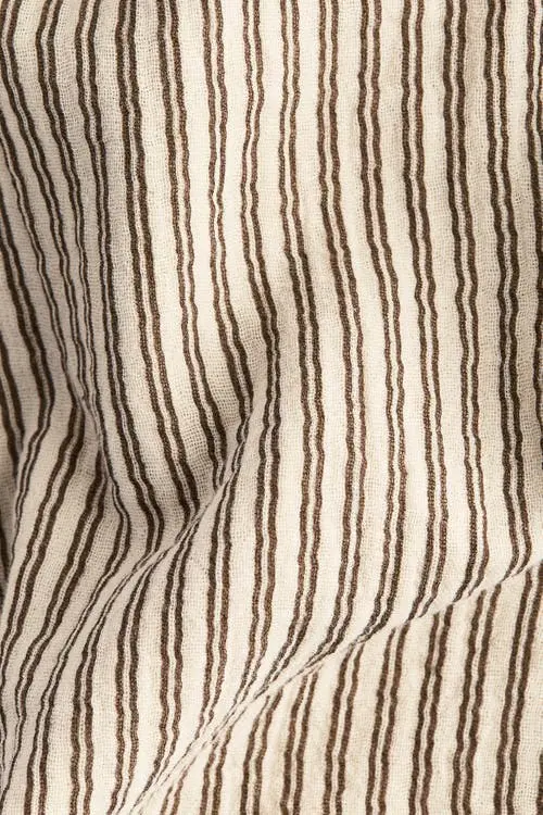 H&m Drawstring-detail Muslin Trousers - Light Beige/striped