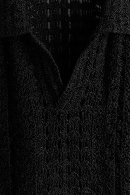 H&m Relaxed Fit Crochet-look Polo Shirt