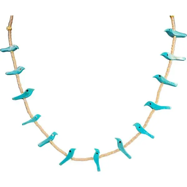 MADISON BEVERLY HILLS Zuni-style Bird Fetish Necklace - Turquoise