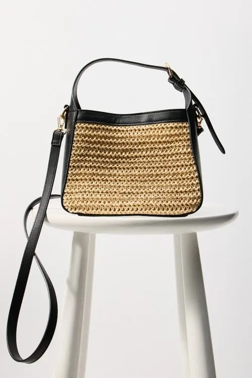 H&m Crossbody Bag With Braided Straw Detail