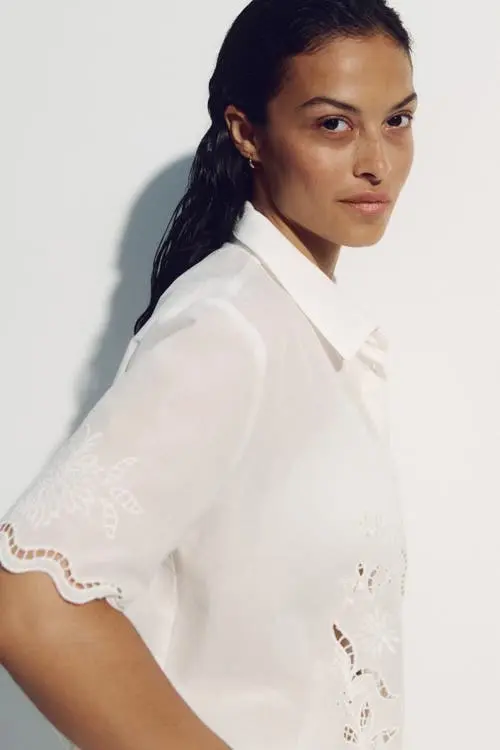H&m Broderie Anglaise Cotton Beach Shirt