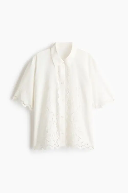 H&m Broderie Anglaise Cotton Beach Shirt