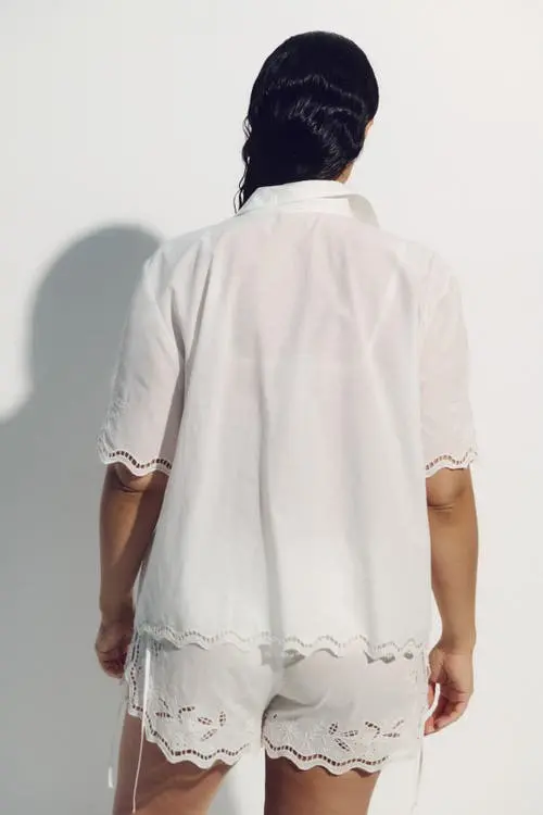 H&m Broderie Anglaise Cotton Beach Shirt