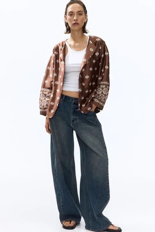 H&m Tie-belt Satin Blazer