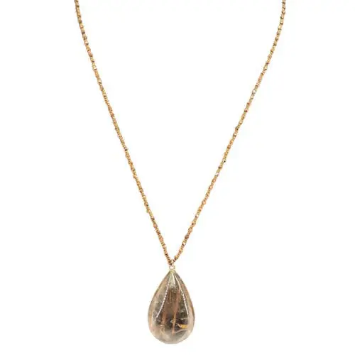 MADISON BEVERLY HILLS Rutilated Quartz Pendant Necklace With Copper-tone Beaded Chain - Brown