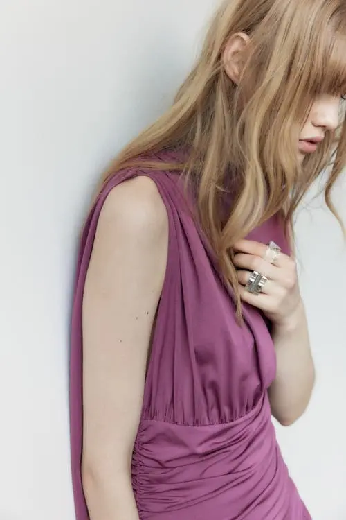 H&M Sleeveless Gathered Jersey Maxi Dress