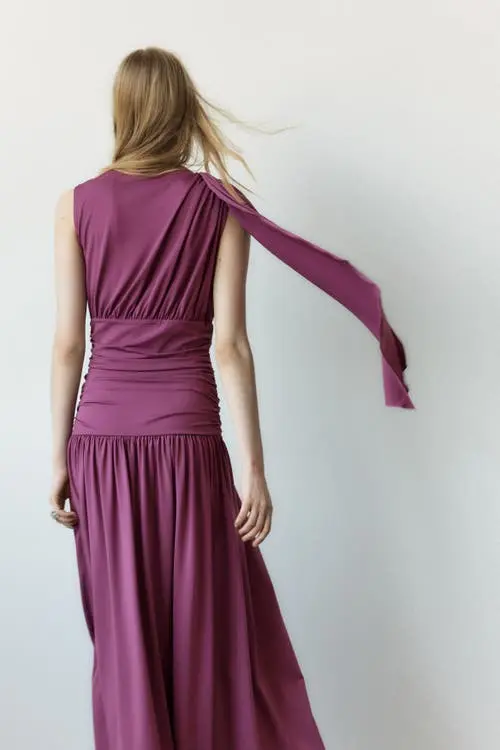 H&M Sleeveless Gathered Jersey Maxi Dress