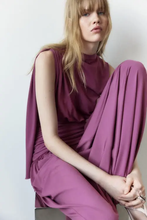 H&M Sleeveless Gathered Jersey Maxi Dress