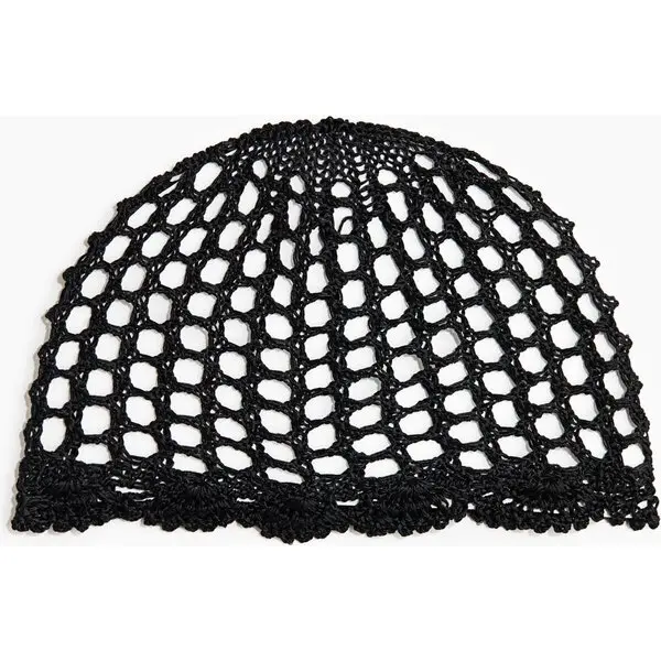 H&m Crochet-look Viscose Knit Hat With Scalloped Trim - Black