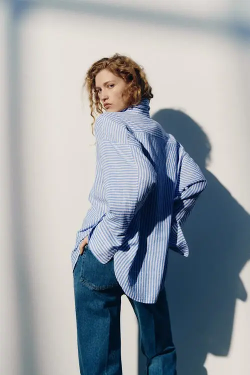 H&m Dolman-sleeved Linen-blend Shirt