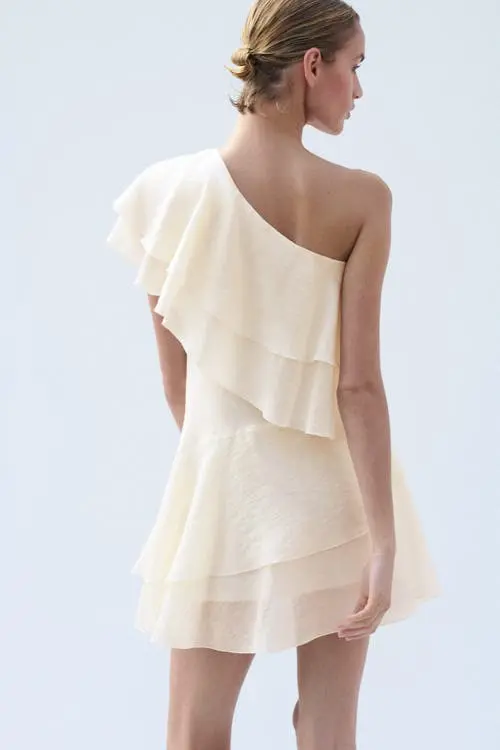 H&m Flounced One-shoulder Dress