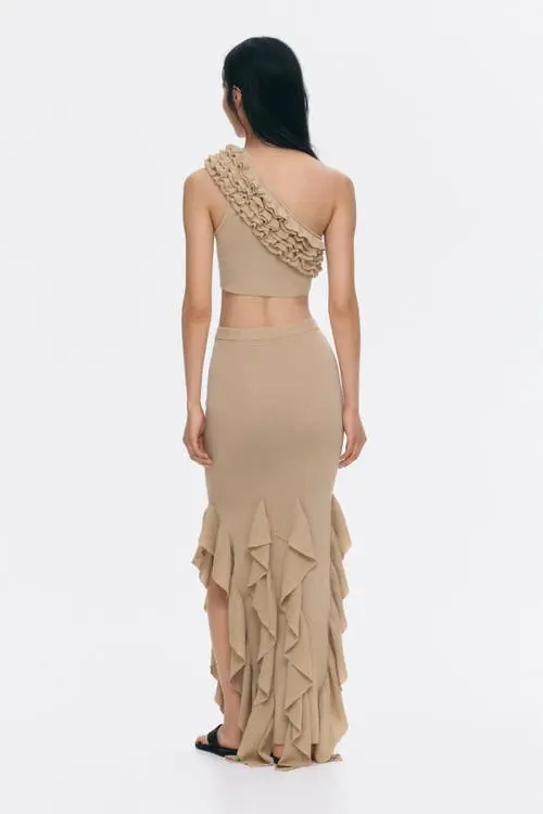 H&m Ruffled One-shoulder Crop Top