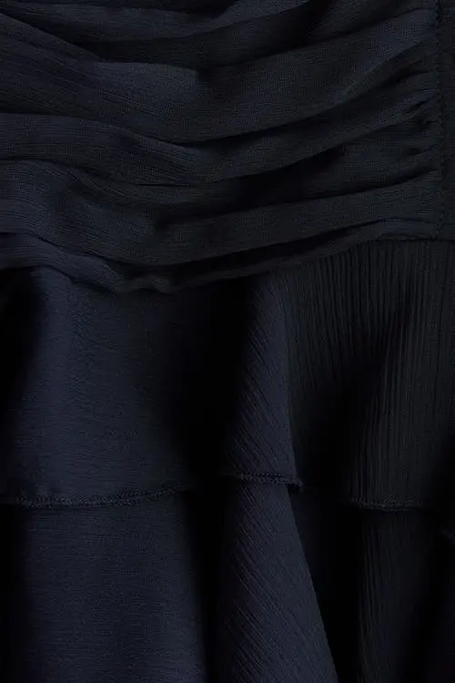 H&m Draped Chiffon Strappy Dress - Navy Blue