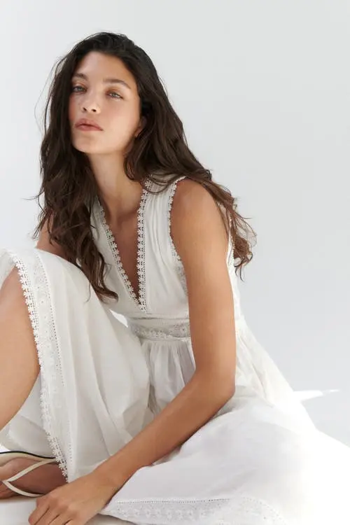 H&m Picot-trimmed Cotton Dress