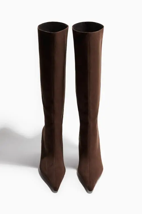 H&M Knee-high Pointed Toe Stiletto Boots - Darker Brown