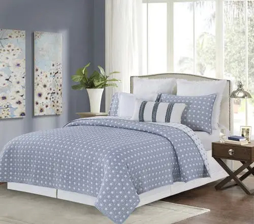 C&F HOME Chambray Star 2-piece Coverlet Bedding Set - Blue