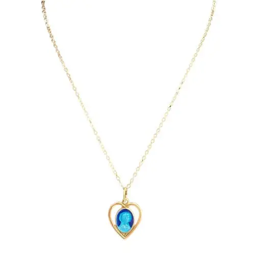 MADISON BEVERLY HILLS Vintage Virgin Mary Pendant Heart Necklace - Blue