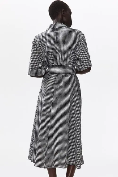 H&m Tie-belt Dress - Black/gingham