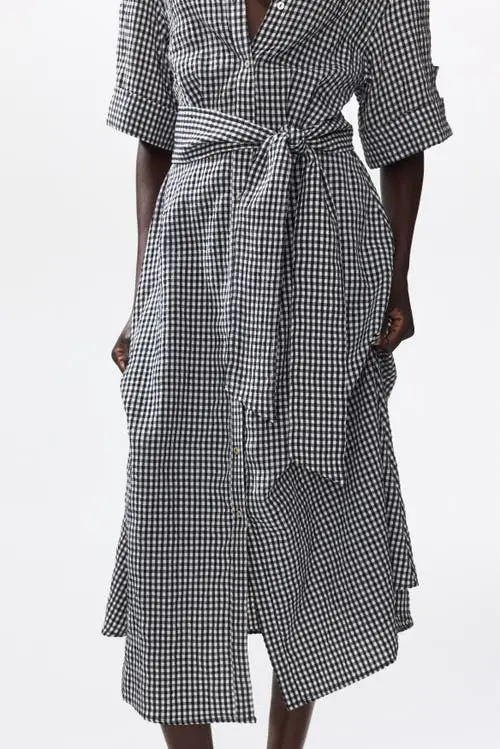 H&m Tie-belt Dress - Black/gingham