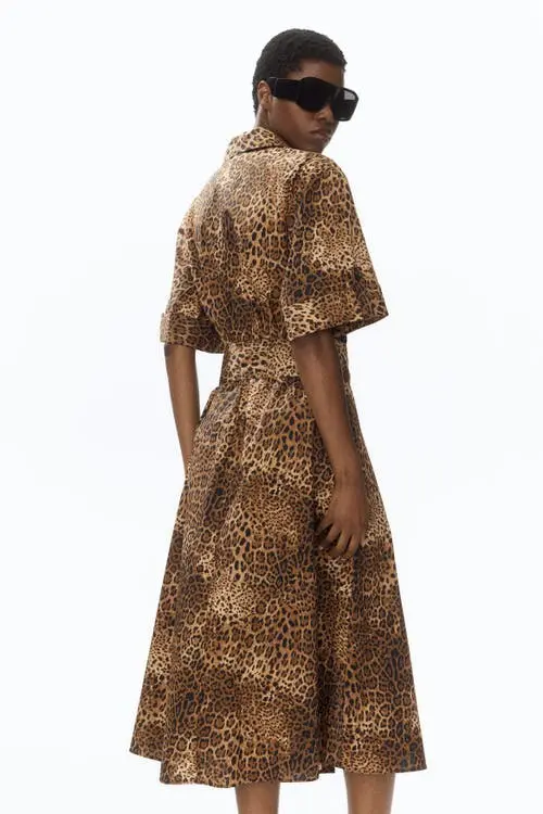 H&M Midi Tie-belt Shirt Dress With 3/4 Sleeves