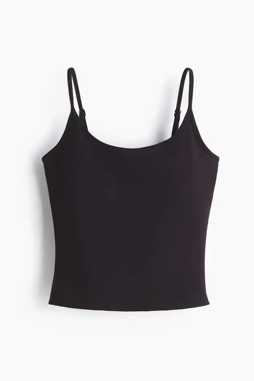 H&m Integral-bra Sports Strappy Top With Softmove - Black