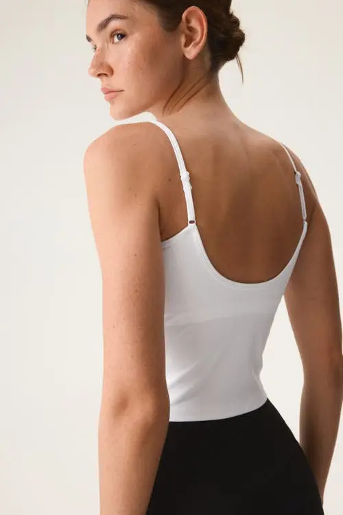 H&M Integral-bra Sports Strappy Top With Softmove - White