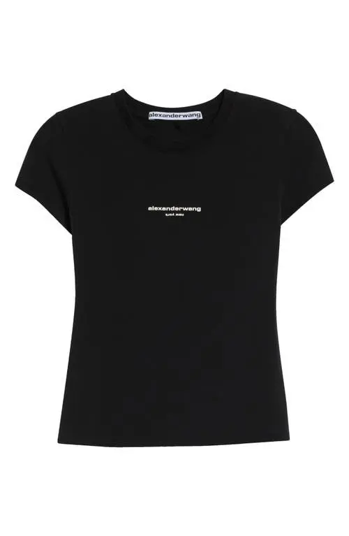 Alexander Wang Logo Print Fitted Stretch Cotton T-shirt - Black