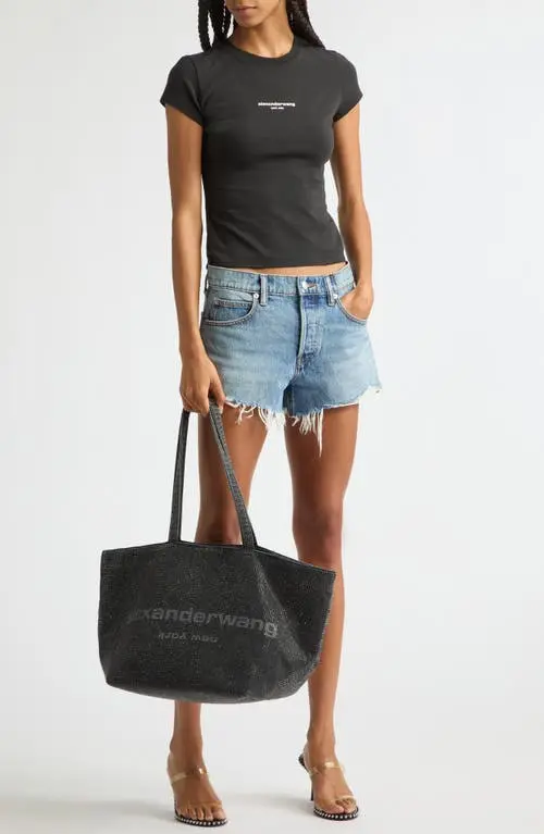 Alexander Wang Logo Print Fitted Stretch Cotton T-shirt - Black