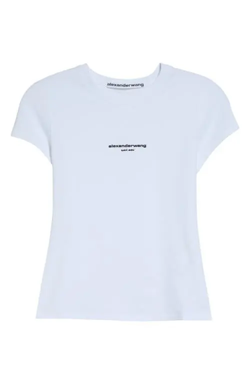 Alexander Wang Logo Print Fitted Stretch Cotton T-shirt - White