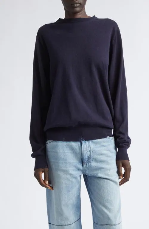 Stella McCartney Distressed Merino Wool Sweater - Navy