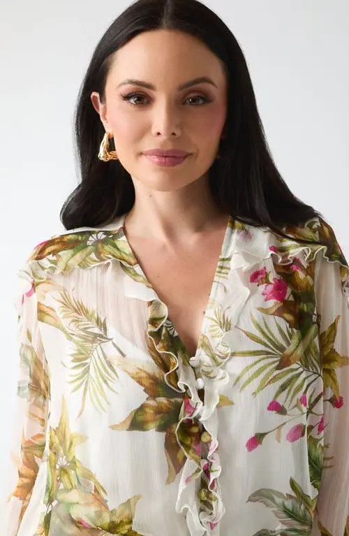 MARCIANO Hassana Ruffle Floral Print Top
