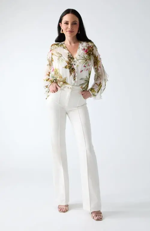 MARCIANO Hassana Ruffle Floral Print Top