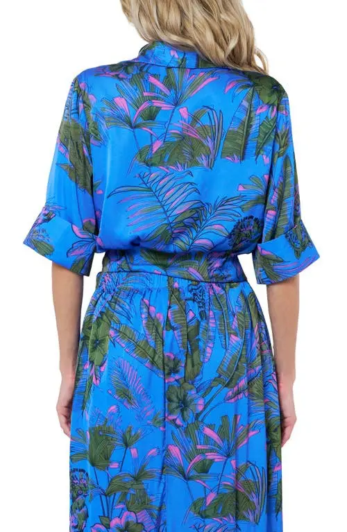 CIEBON Aurelia Palm Print Elbow Sleeve Shirt