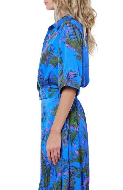 CIEBON Aurelia Palm Print Elbow Sleeve Shirt