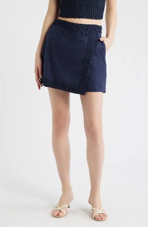 CIEBON Embroidery Detail Cotton Skort - Navy