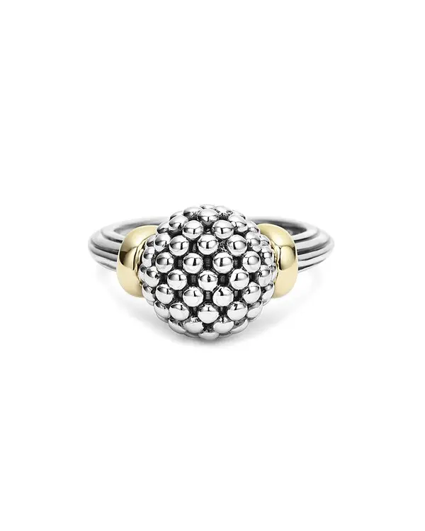 Lagos Sterling Silver Caviar Beaded Ring With 18k Gold
