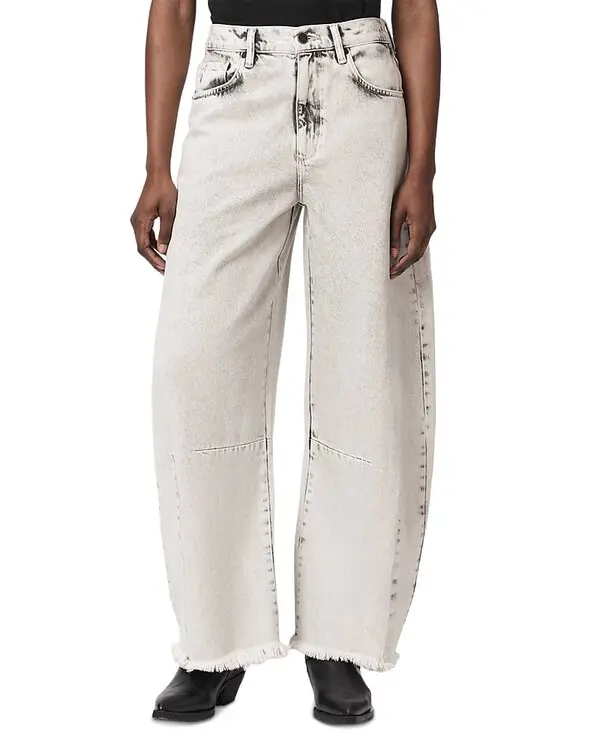 ALLSAINTS Payton High Rise Barrel Crop Jeans - Bleached Grey