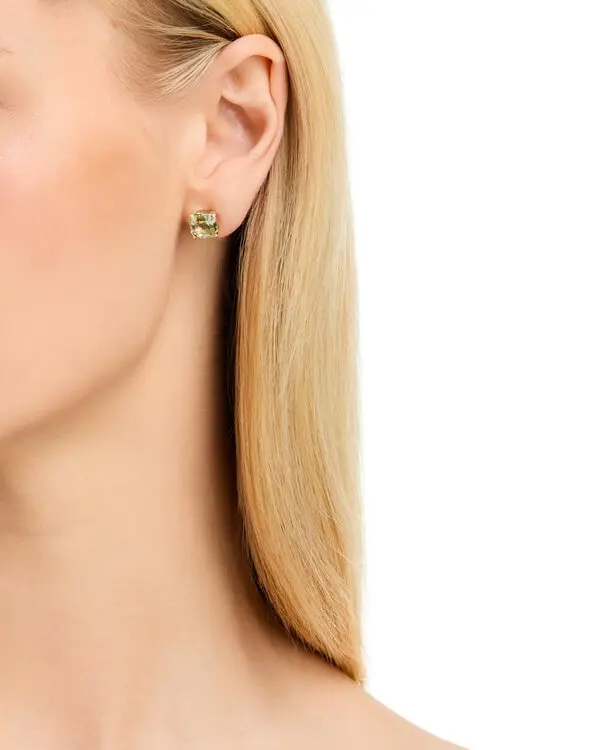 Bloomingdale'S Peridot Asscher Cut Stud Earrings In 14k Yellow