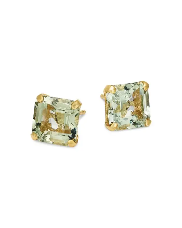 Bloomingdale'S Peridot Asscher Cut Stud Earrings In 14k Yellow