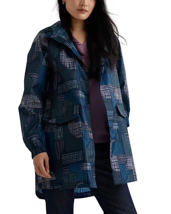 SEASALT CORNWALL Packable Raincoat - Inked Patchwork Maritime