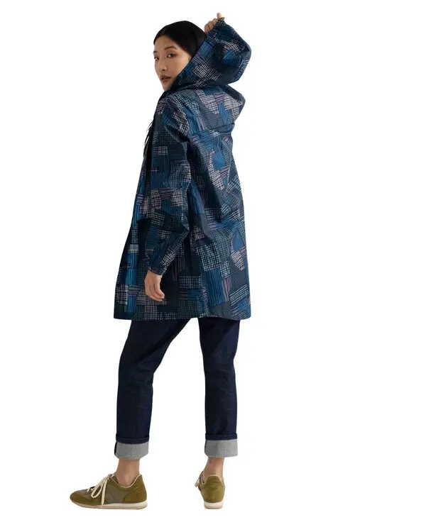 SEASALT CORNWALL Packable Raincoat - Inked Patchwork Maritime