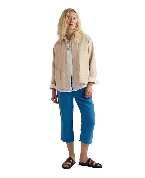 SEASALT CORNWALL Relaxed Denim Jacket With Classic Collar - Limestone