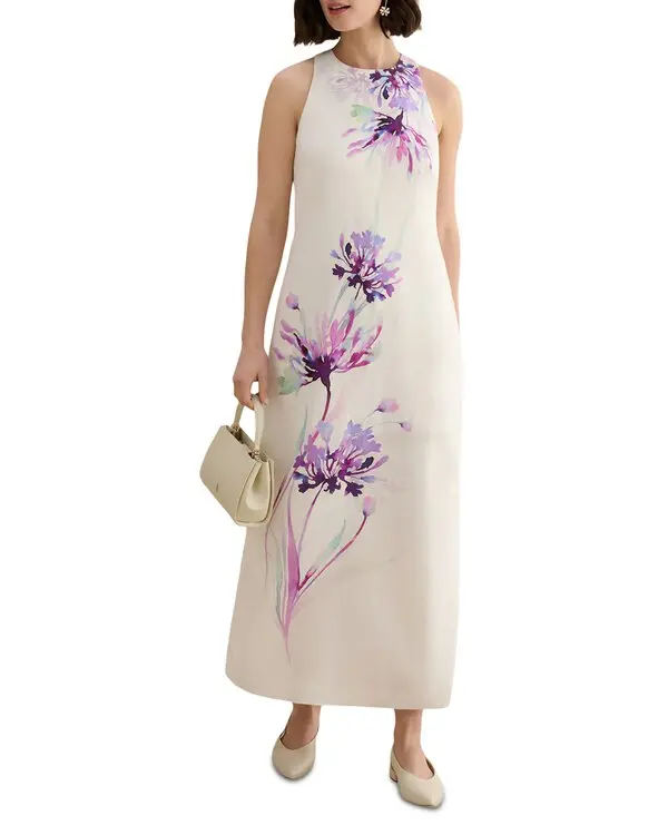 HOBBS LONDON Printed Linen Blend Maxi Dress