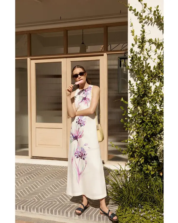 HOBBS LONDON Printed Linen Blend Maxi Dress